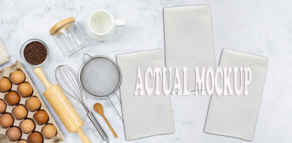 3 TOWELS on Baking Counter PNG MOCKUP – Digital Designs by Liby