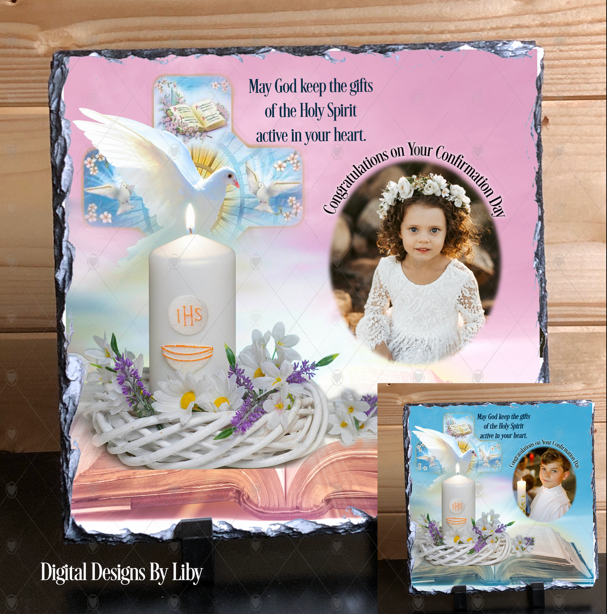 HOLY CONFIRMATION SLATE (Blue & Pink) – Digital Designs by Liby