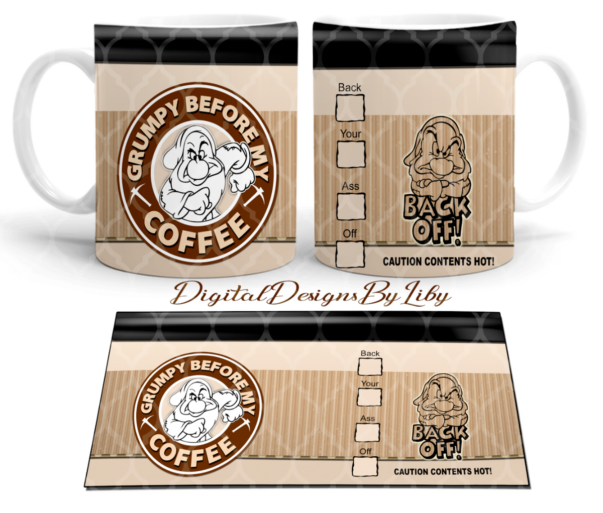 GRUMPY BEFORE COFFEE 20oz & 30oz SKINNY TUMBLERS & MUG Designs ...