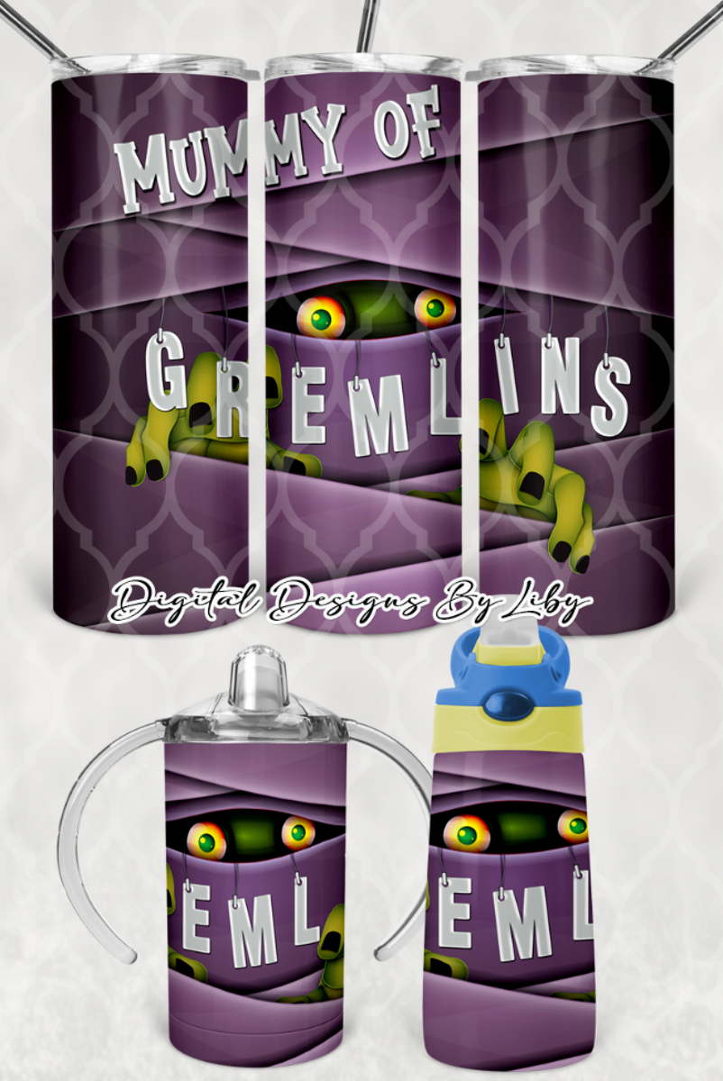 MUMMY OF GREMLINS! Skinny Tumbler, Kid's FLIP TOP & Sippy Cup Bundle ...