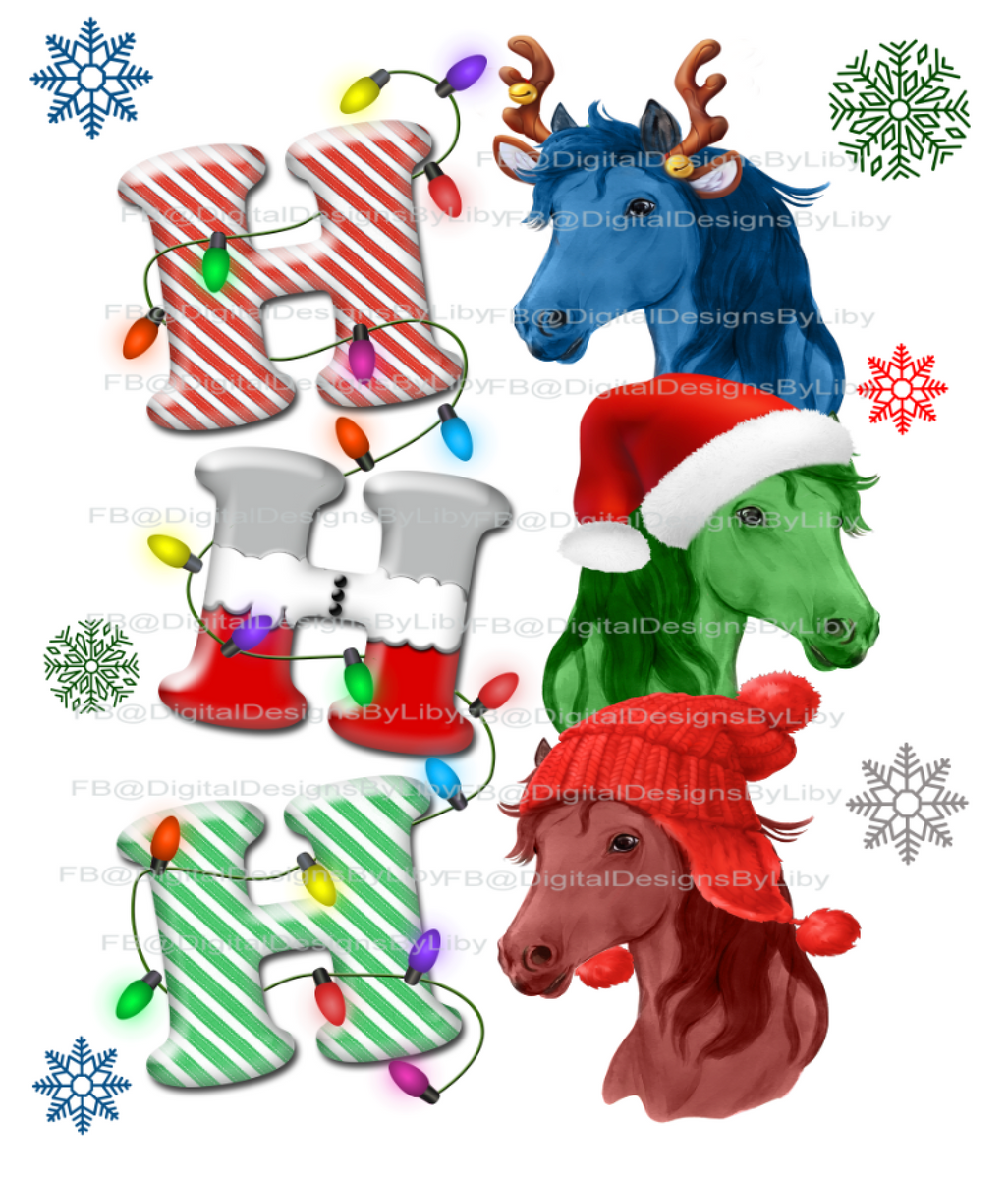 HO HO HORSES MULTI-COLOR – Digital Designs by Liby