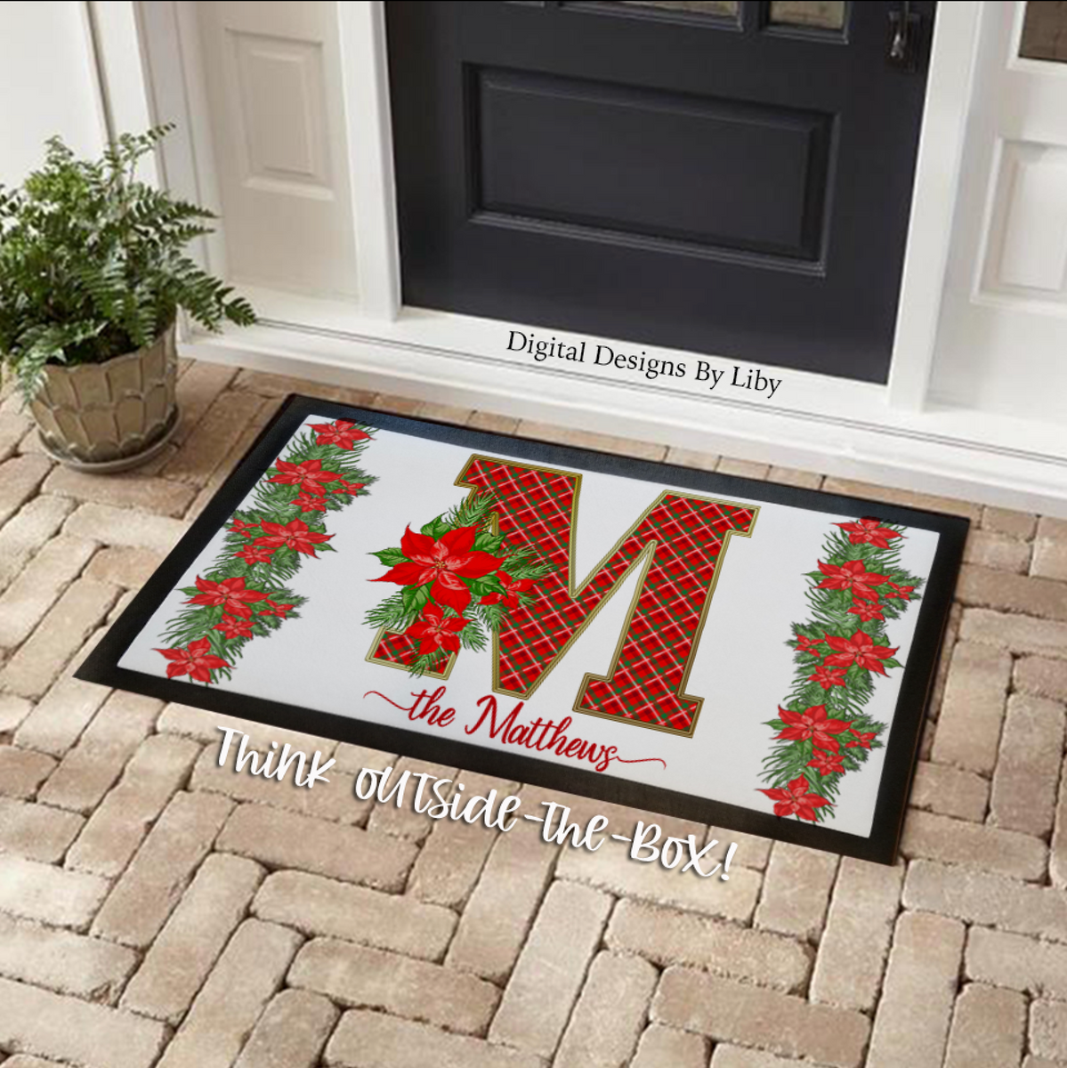 POINSETTIA CHRISTMAS ALPHABET SET + Bonus Borders – Digital Designs by Liby