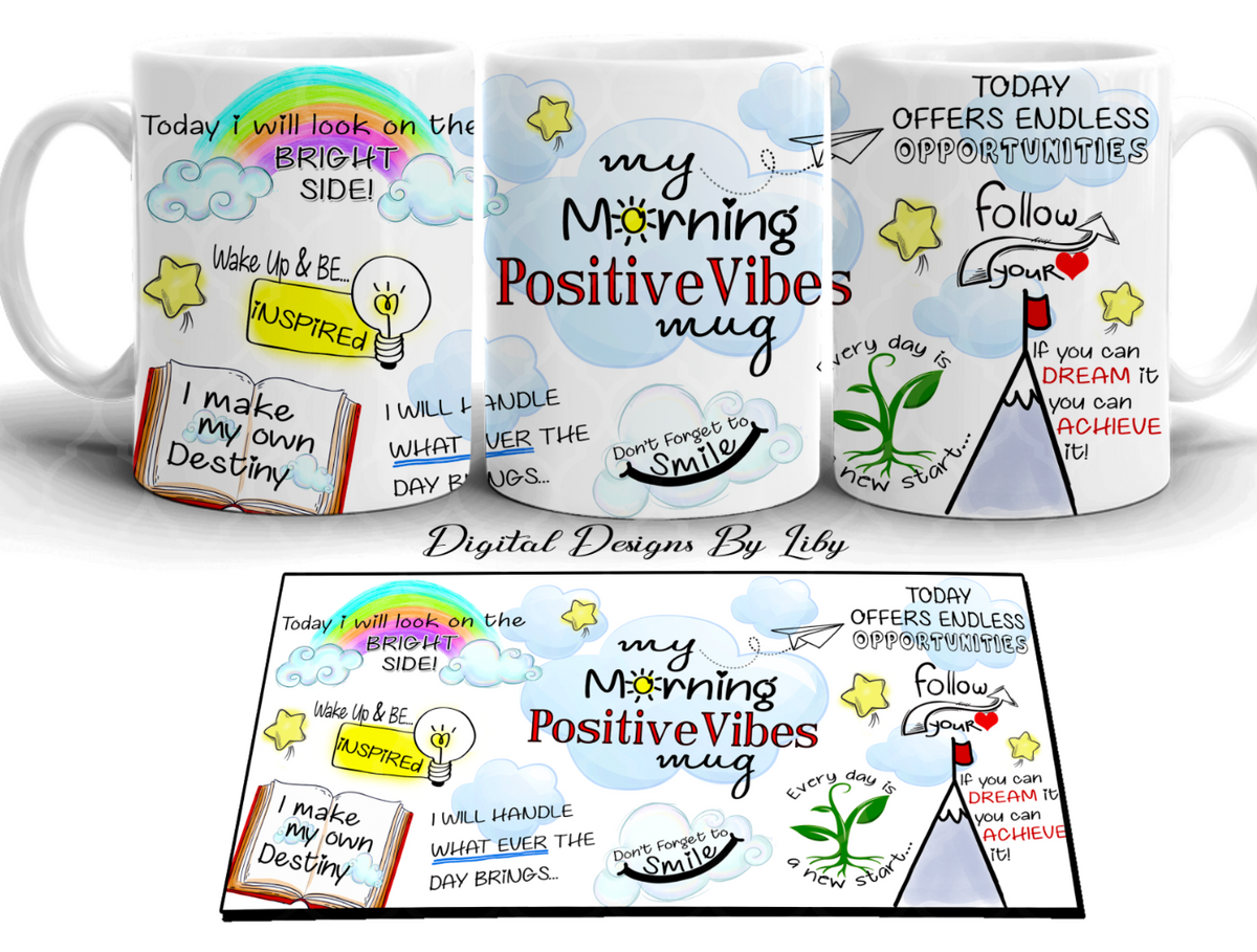 POSITIVE VIBES MOTIVATIONAL 20oz SKINNY & MUG DESIGNS – Digital Designs ...